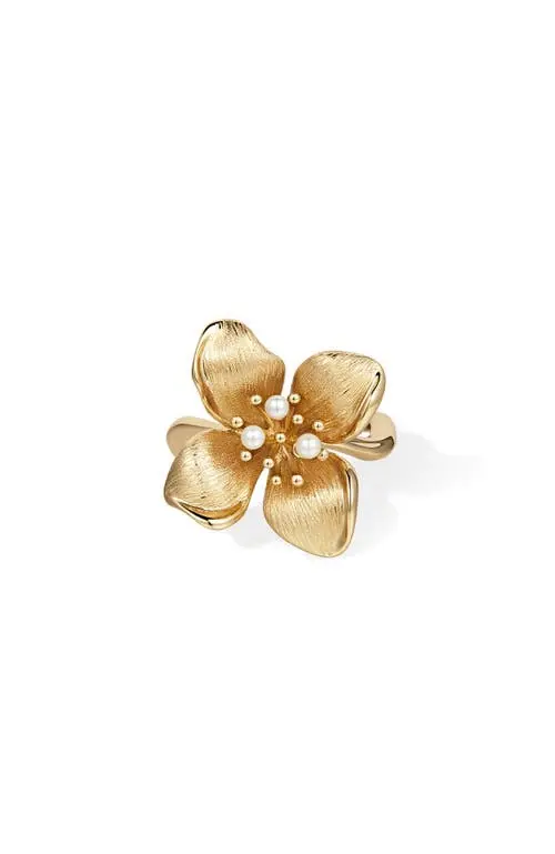 RC RETRO CHIC Iris Blossom Ring - Gold & White