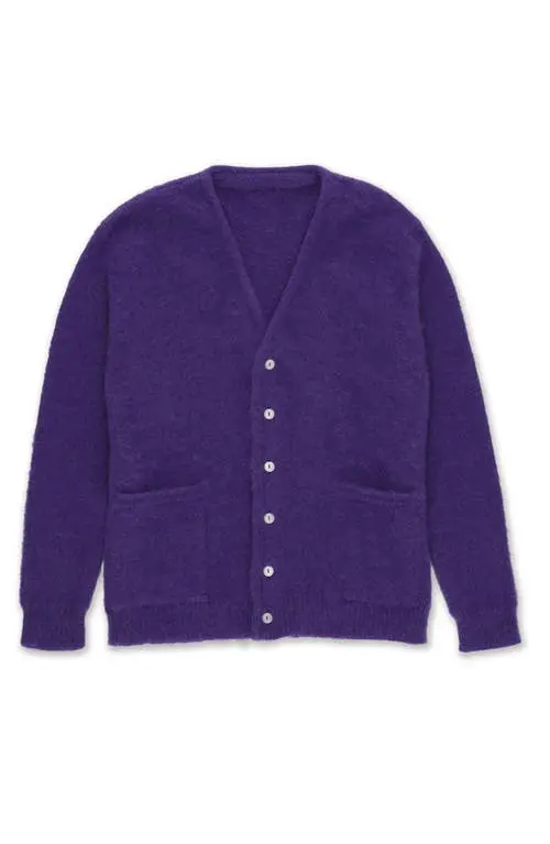 FORTELA Patch Pocket Mohair Wool Cardigan - Violet