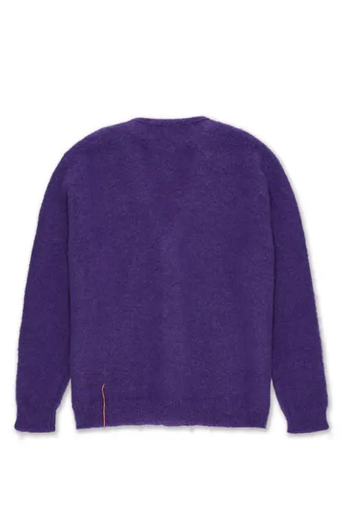 FORTELA Patch Pocket Mohair Wool Cardigan - Violet