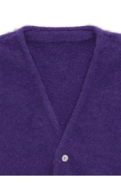 FORTELA Patch Pocket Mohair Wool Cardigan - Violet