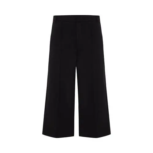 PCFG Cotton Woven Pleated Cropped Trousers