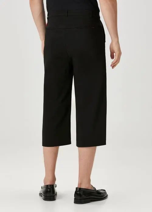 PCFG Cotton Woven Pleated Cropped Trousers