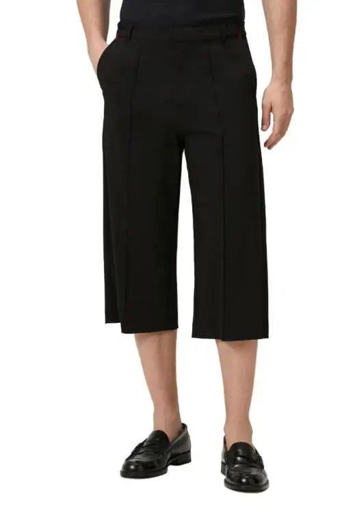 PCFG Cotton Woven Pleated Cropped Trousers