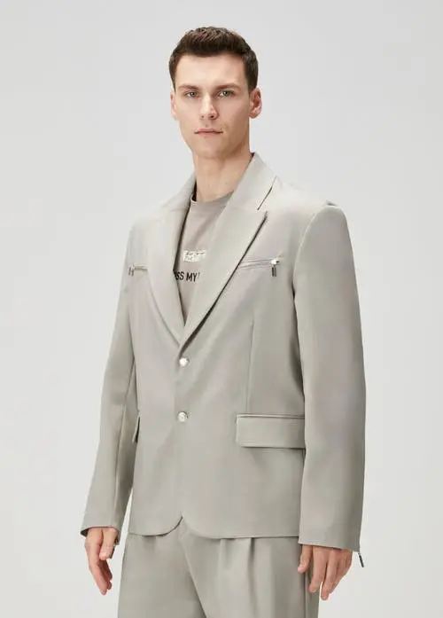 PCFG Cotton Zip Detail Woven Blazer