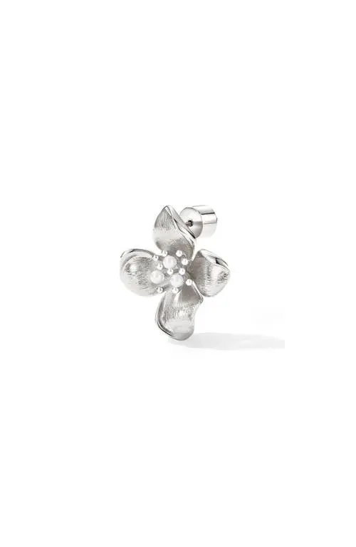 RETRO CHIC Iris Blossom Stud Earrings - Silver