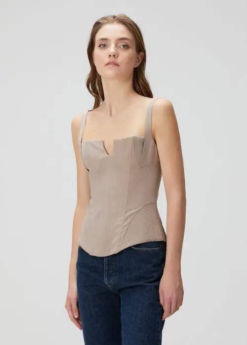 PCFG Corset Top With Back Zipper - Beige