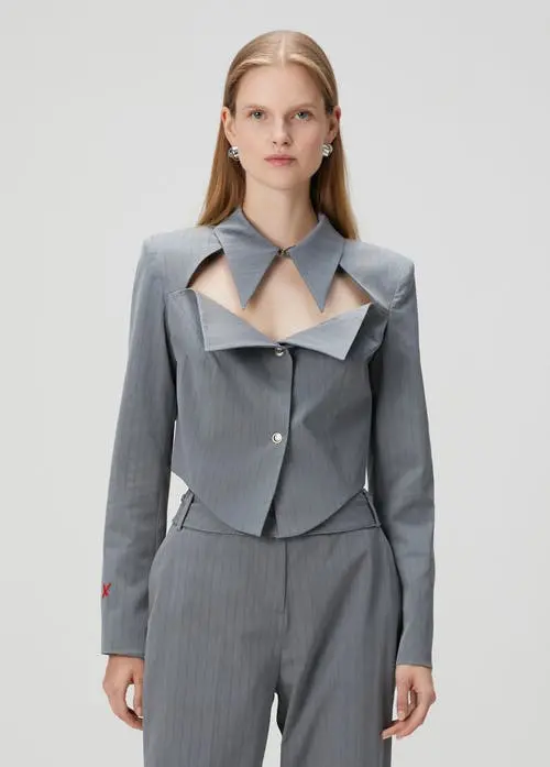 PCFG Woven Striped Shirt With Metal Button