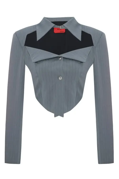 PCFG Woven Striped Shirt With Metal Button