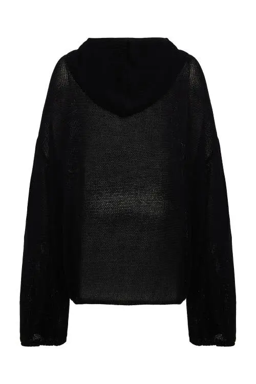 PCFG Cotton Blend Knitted Hoodie With Woven Patch