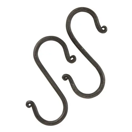 TAG Hand Forged S Hook Set Of 2 Iron Kitchen Decor - Black