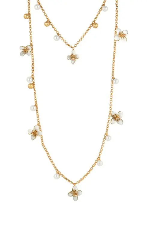 RC RETRO CHIC Iris Blossom Statement Necklace - White & Gold