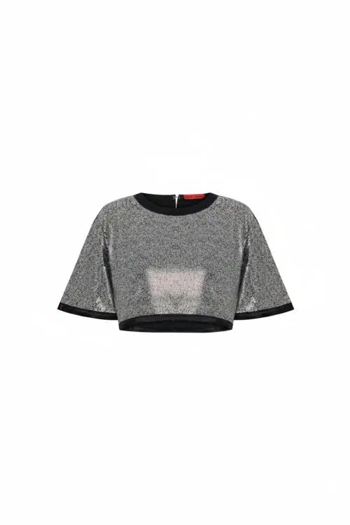 PCFG Sequin Cropped Top - Black