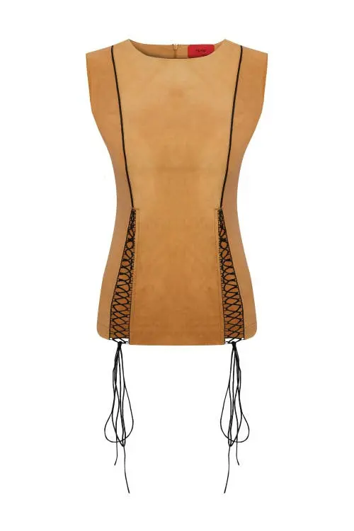 PCFG Sleeveless Top With Criss-cross Detail - Orange