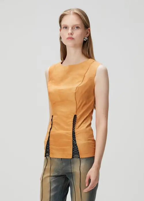 PCFG Sleeveless Top With Criss-cross Detail