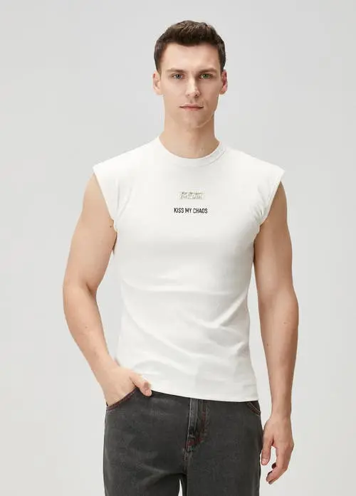 PCFG Cotton Rib Tank Top With Patch - White