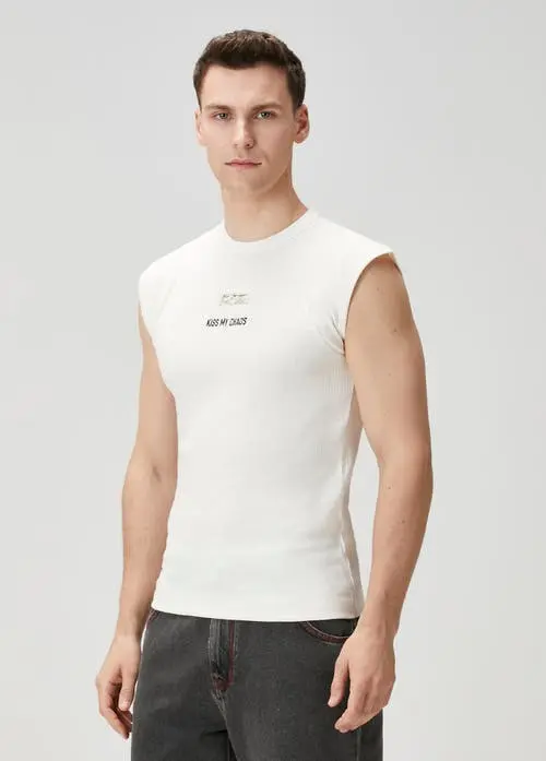PCFG Cotton Rib Tank Top With Patch - White