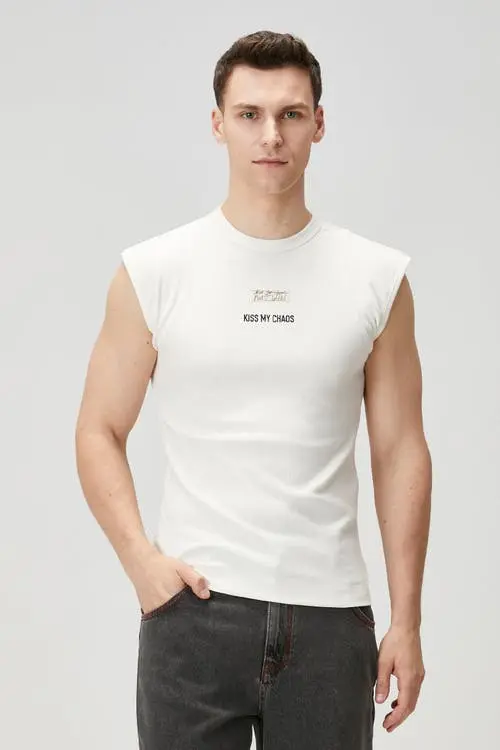 PCFG Cotton Rib Tank Top With Patch - White