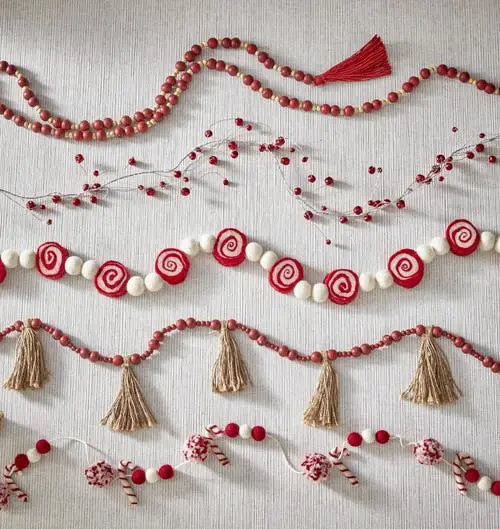 TAG Bead And Jute Tassel Garland Beige Decorative Wall Decor