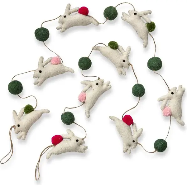 TAG Easter Bunny Wool Felt Garland Colorful Wall Banner Decor - Multicolored