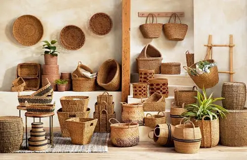TAG Natural Seagrass Conical Decorative Storage Basket