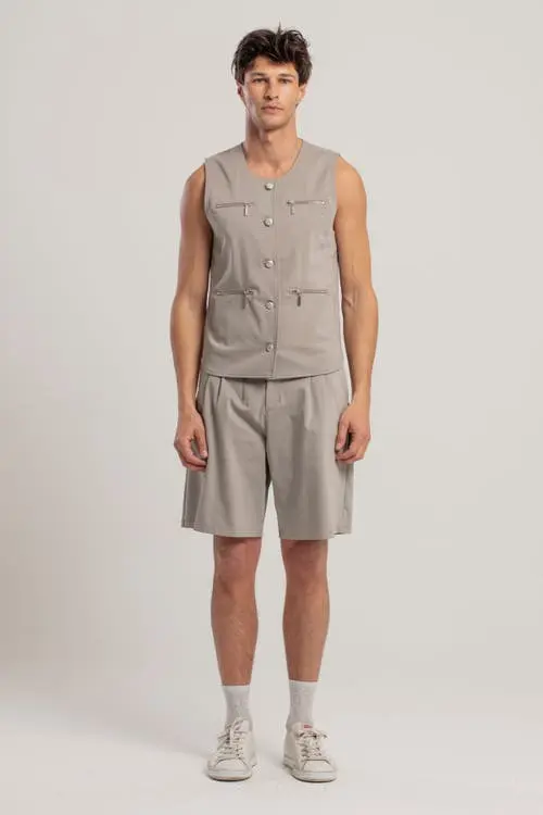 PCFG Cotton Woven Vest With Zip Detail
