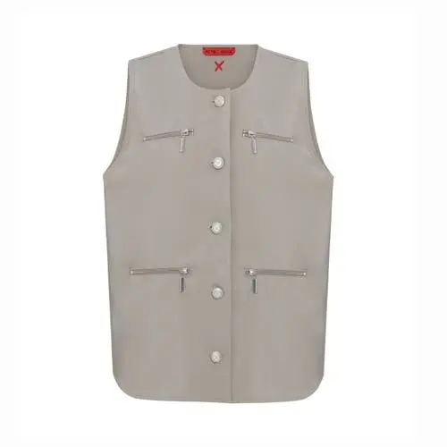 PCFG Cotton Woven Vest With Zip Detail