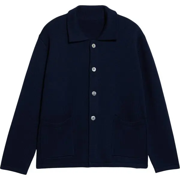FORTELA Merino Wool Cardigan - Navy Blue