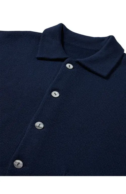 FORTELA Merino Wool Cardigan - Navy Blue