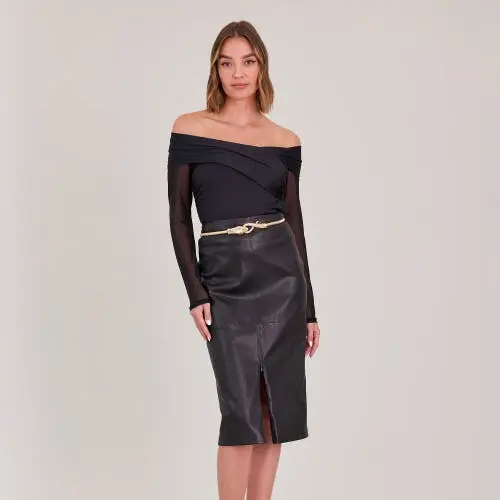 Anne Fontaine Asymmetric Top With Stretch Mesh Sleeves