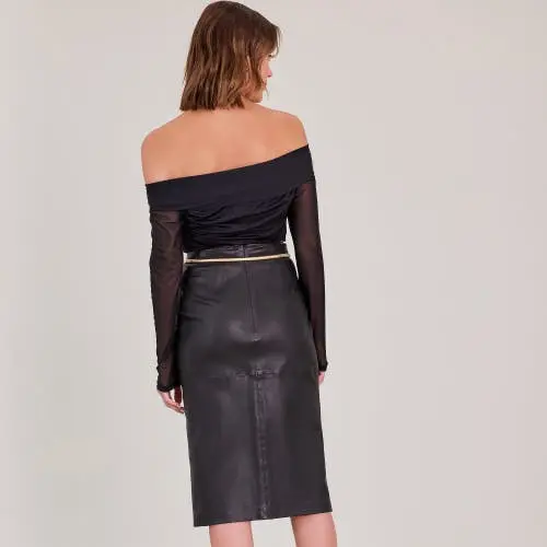 Anne Fontaine Asymmetric Top With Stretch Mesh Sleeves