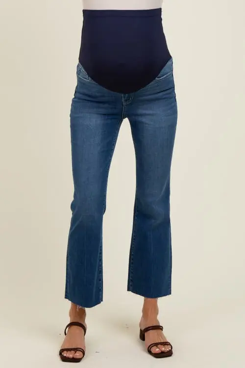 PINKBLUSH Raw Hem Kick Flare Maternity Jeans