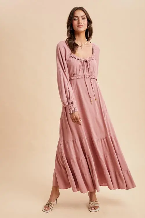 PINKBLUSH Ruffled Fit And Flare Maxi Dress - Mauve