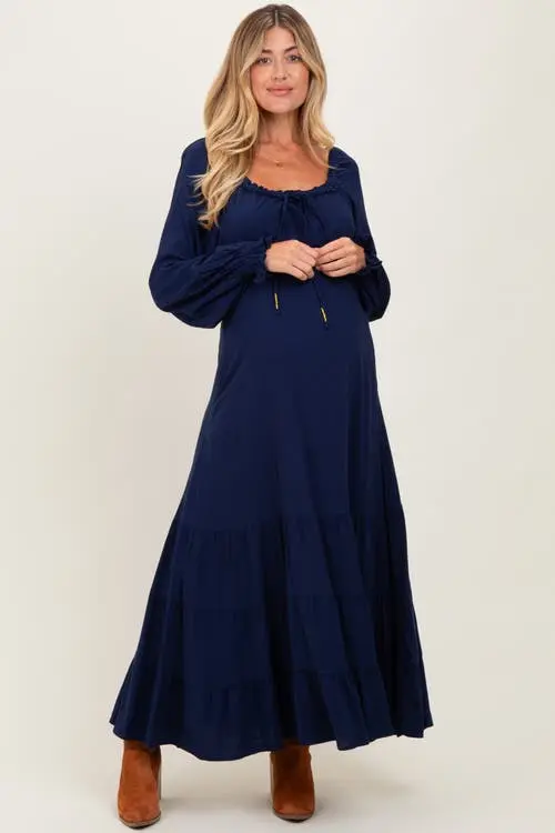 PINKBLUSH Ruffled Fit And Flare Maxi Dress