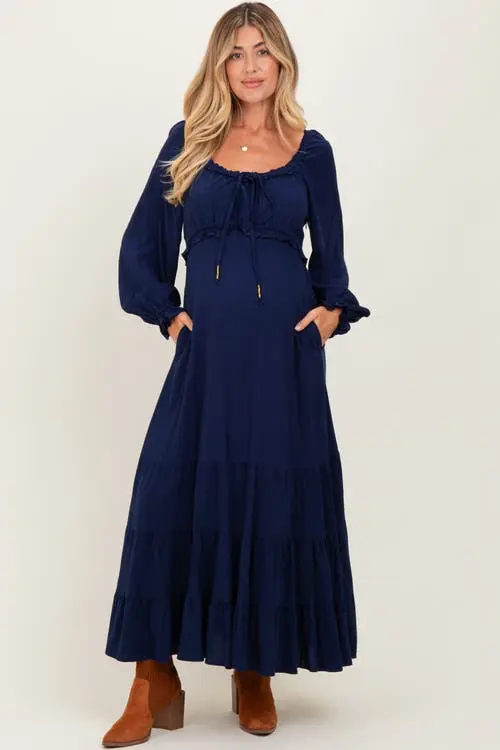 PINKBLUSH Ruffled Fit And Flare Maxi Dress