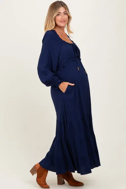 PINKBLUSH Ruffled Fit And Flare Maxi Dress