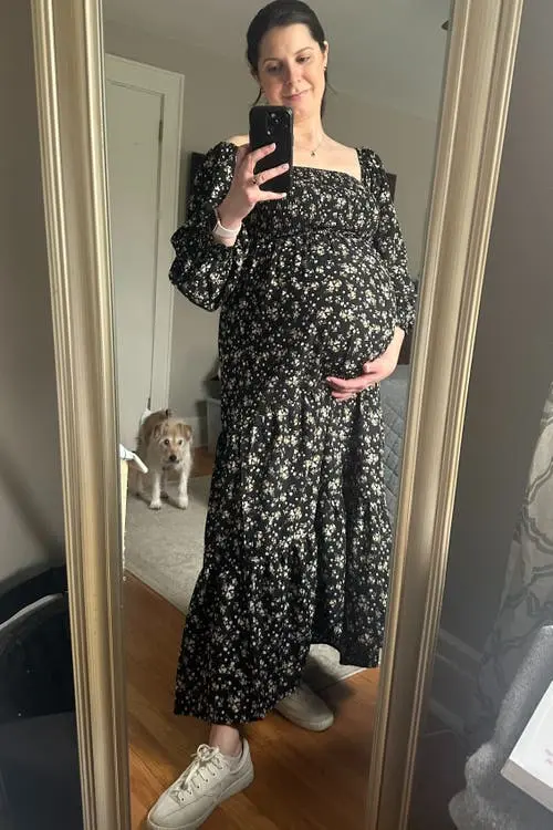 PINKBLUSH Floral Smocked Long Sleeve Maxi Dress - Black