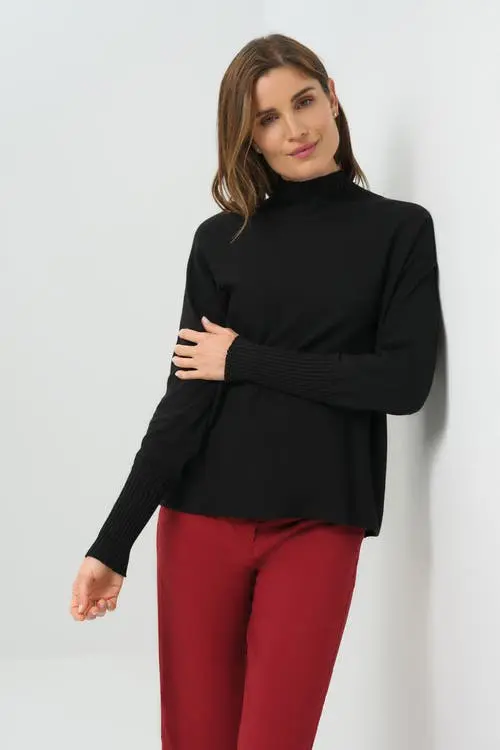 Anatomie Relaxed Fit Mockneck Sweater - Black
