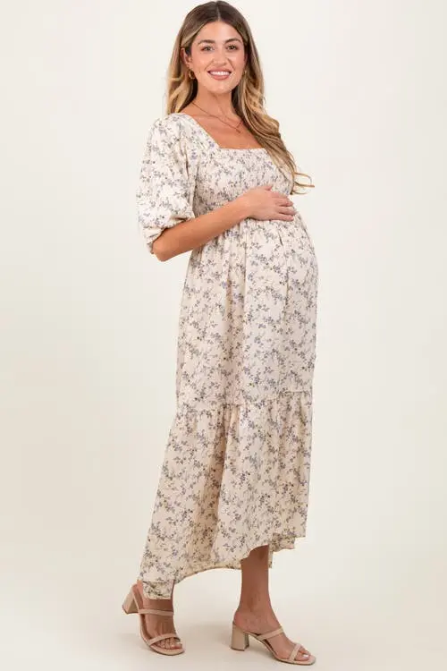 PINKBLUSH Floral Smocked Hi-low Maxi Dress