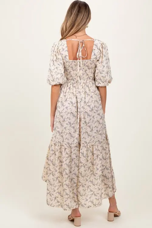 PINKBLUSH Floral Smocked Hi-low Maxi Dress
