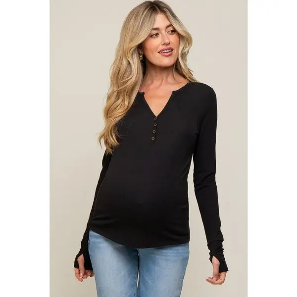 PINKBLUSH Button Front Long Sleeve Top