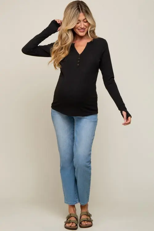 PINKBLUSH Button Front Long Sleeve Top