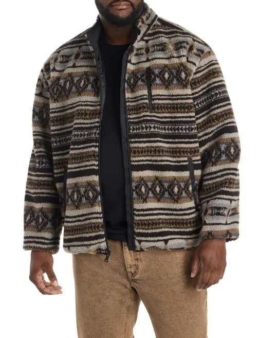 TRUE NATION BY DXL Big & Tall Abstract Printed Fleece Jacket