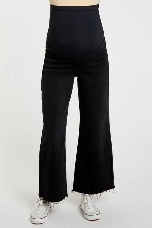 PINKBLUSH Wide Leg Maternity Jeans - Black