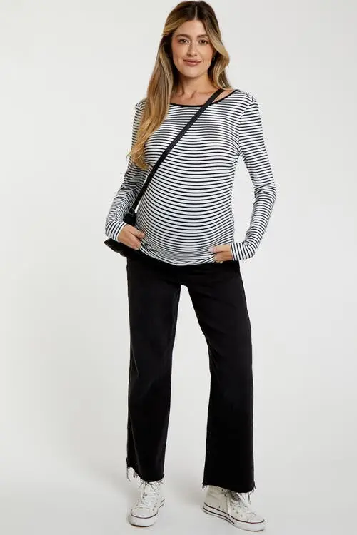 PINKBLUSH Wide Leg Maternity Jeans - Black