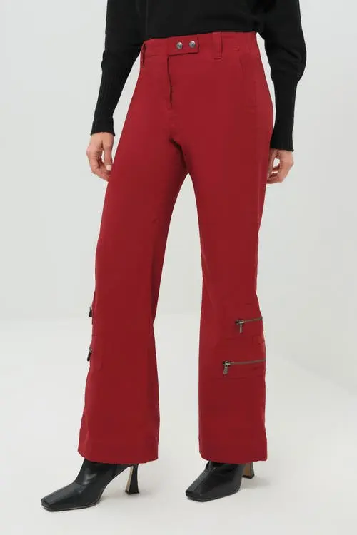 Anatomie Madonna Mid Weight Wide Leg Pant - Crimson