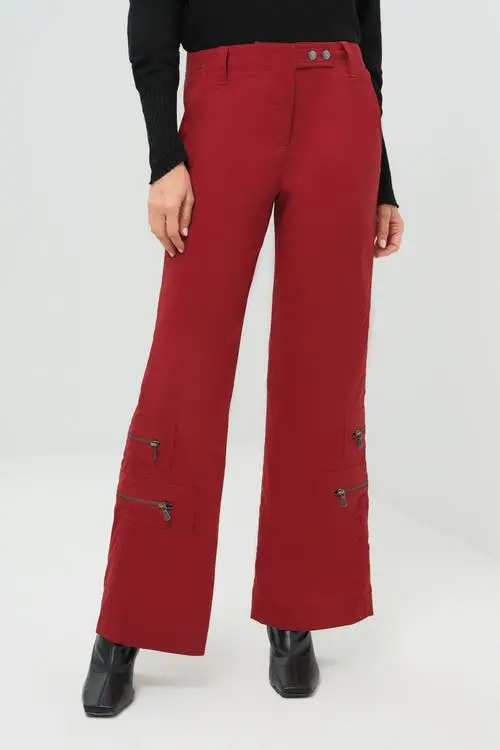 Anatomie Madonna Mid Weight Wide Leg Pant - Crimson
