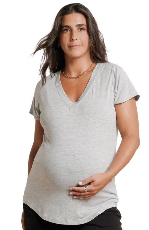 NOM MATERNITY The Nursing Tee - Heather Gray