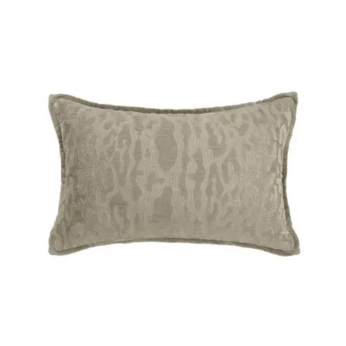ELISABETH YORK Avon Embroidered Tone On Tone Cotton Velvet Decorative Throw Pillow - Brown