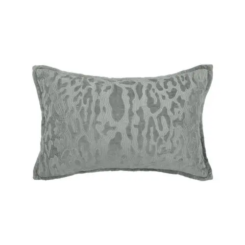 ELISABETH YORK Avon Embroidered Tone On Tone Cotton Velvet Decorative Throw Pillow - Gray