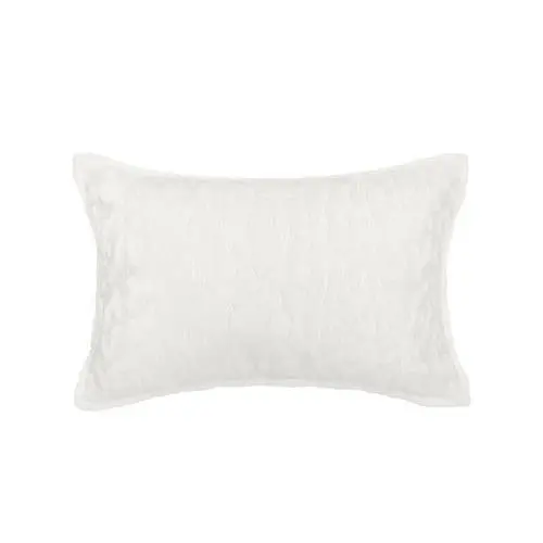 ELISABETH YORK Avon Embroidered Tone On Tone Cotton Velvet Decorative Throw Pillow - Off-white